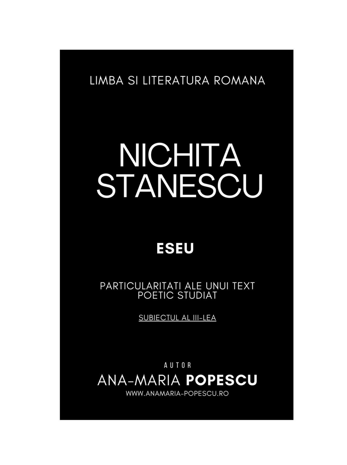 Eseu – Nichita Stanescu – Leoaica, tanara, iubirea – Bacalaureat – Clasa a XII-a – Limba si ...